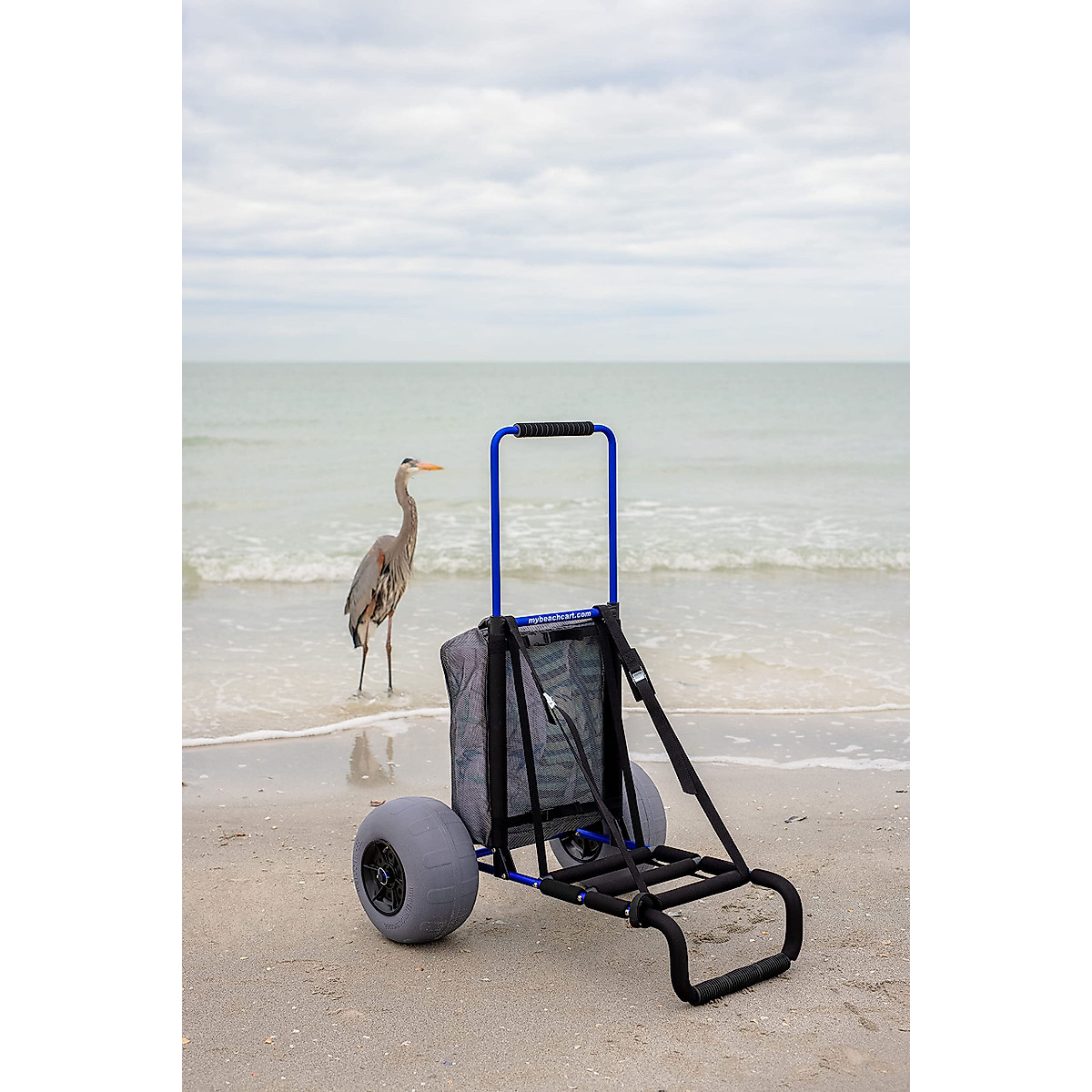 My Beach Cart® The Original Patented NO Rust Aluminum Foldable Beach Cart 13 INCH Big Wheels Balloon Tires for Sand Heavy Duty. Often Imitated, Never Duplicated.