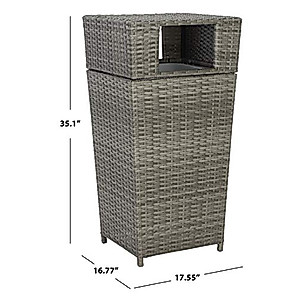Safavieh Outdoor Collection Mazeli Grey Wicker Trash Bin