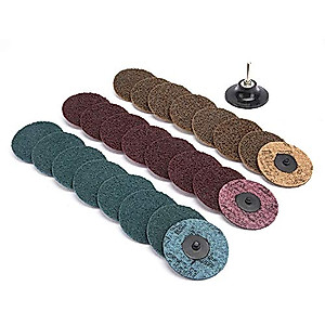 25Pcs 3 inch Roll Lock Sanding Discs Set, R-Type Quick Change Disc with 1/4'' for Die Grinder Fine Medium Coarse Grit Sanding Discs Surface Conditioning Scuff Pads Holder