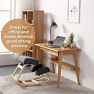 Kneeling Chair, Ergonomic Desk Chair for Office Home - Improve Your Posture with Angled Rocking Stool - Solid Wood Rocking Chair with High-Resilience Foam Seat Cushions