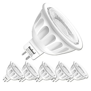 Boxlood MR16 LED Light Bulb Non Dimmable Comply with UL, 90% Energy Saving, 3000K Warm White, 40 Degree Beam Angle, AC/DC 12V, 5 Watts, 50W Halogen Bulb Equivalent, GU5.3 Bi-Pin Base, 6-Pack