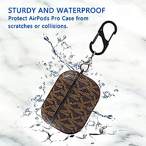 TANGABA for AirPods Pro Case Cover, Full-Body Protective Hard Shell Leather Airpods Pro Protective Cover Case with Keychain for AirPods Pro Wireless Charging Case, Front LED Visible