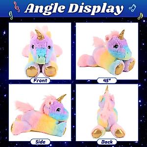 Cuteoy Musical Plush Unicorn Stuffed Animal Glowing LED Light-up Nightlight Toys Singing Lullabies Birthday Christmas Plushies Gifts for Kids Boys Girls,13"