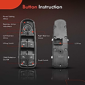A-Premium Master Power Window Switch Compatible with Porsche Cayenne 2011-2014, Macan 2015, Panamera 2010-2015 Hatchback, Front Left Driver Side, Replace# 7PP959858MDML