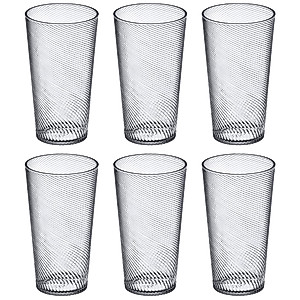 Amazing Abby - Breeze - 30-Ounce Plastic Tumblers (Set of 6), Plastic Drinking Glasses, All-Clear Reusable Plastic Cups, Stackable, BPA-Free, Shatter-Proof, Dishwasher-Safe