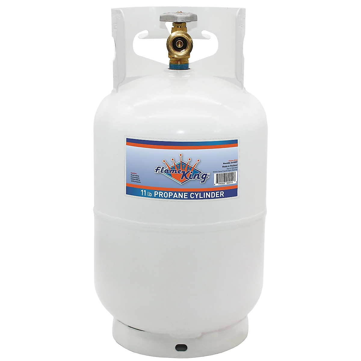 Flame King YSN10LB 10LB Steel Propane Tank Cylinder with Type 1 Overflow Protection Device Valve, for Camping, Fire Pits, Heaters, Grills, Overlanding, White