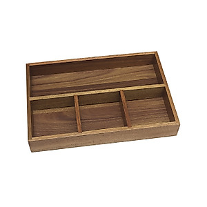 Lipper International Acacia Organizer Tray, 4-Compartments, 12" x 8" x 1 3/4"