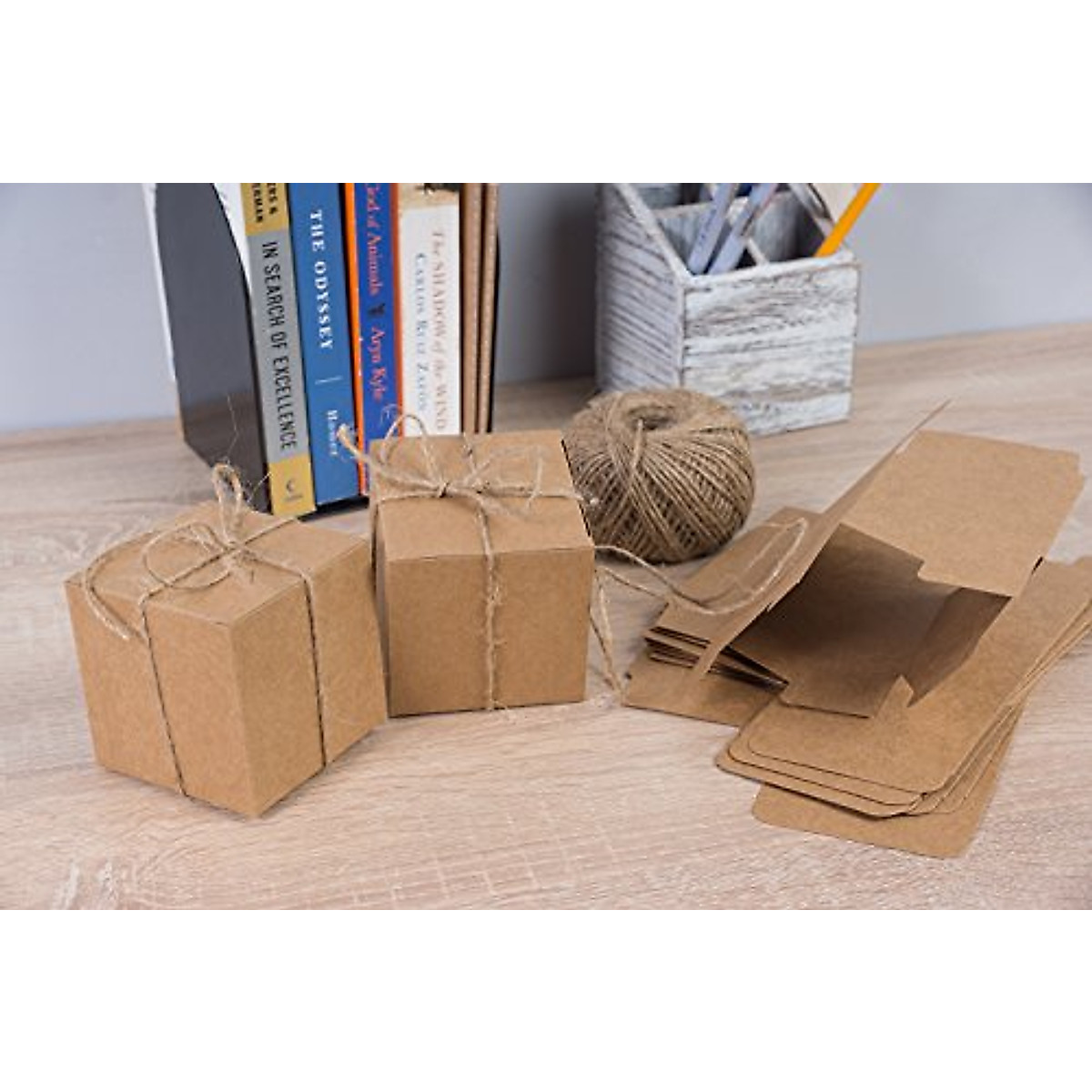 Premium Kraft Gift Boxes 50 Pack 3 x 3 x 3 inches Brown Paper Gift Boxes with Lids for Gifts, Cupcake Boxes and Crafting, Easy Assemble Boxes