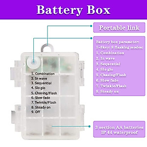 ZOOs Halloween String Lights 50 LED 16.4Ft Waterproof Purple Bat String Lights,8 Modes Battery Operated Party Decor for Garden Home Festival Decorations Trick or Treat