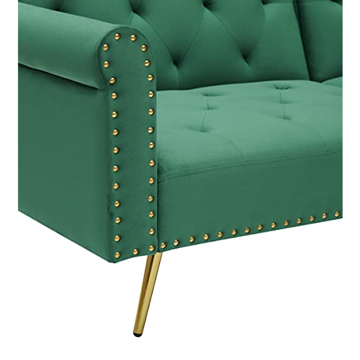 ERYE Futon Sofa Loveseat Convertible Sleeper Couch Bed for Small Space Apartment Office Living Room Furniture Sets Sofabed, Green Velvet 69.7"