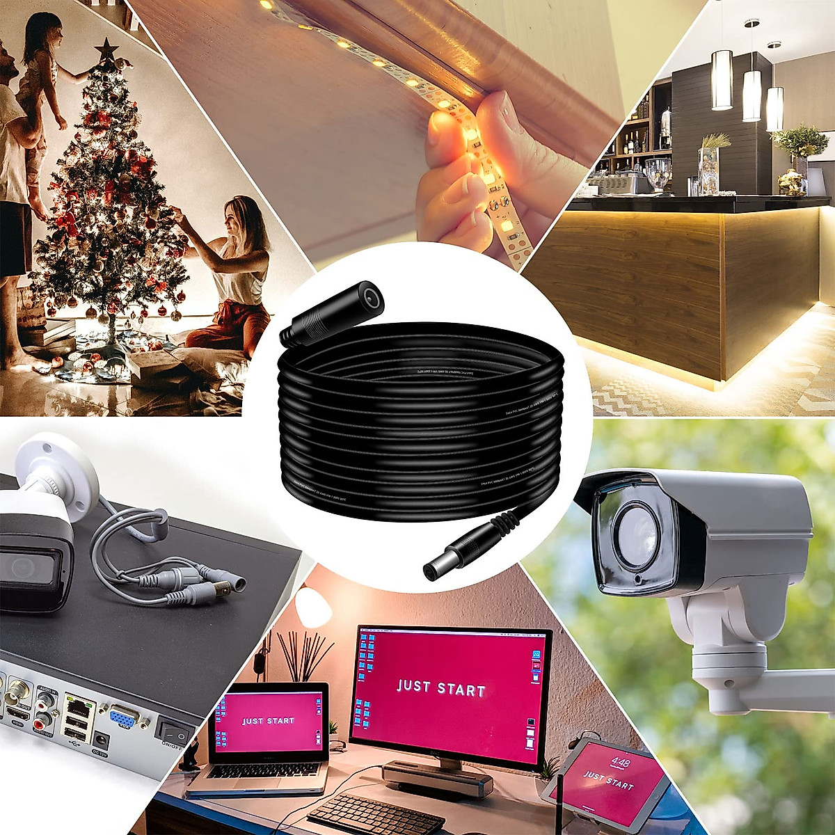 SIM&NAT 20AWG 16.5 Feet 2.1mm x 5.5mm Male to Female DC Extension Wire Power Jack Adapter Barrel Plug Cable, Extension Wire for CCTV Security Camera, DVR,HDVD, LED Strip Light, Low Voltage Application