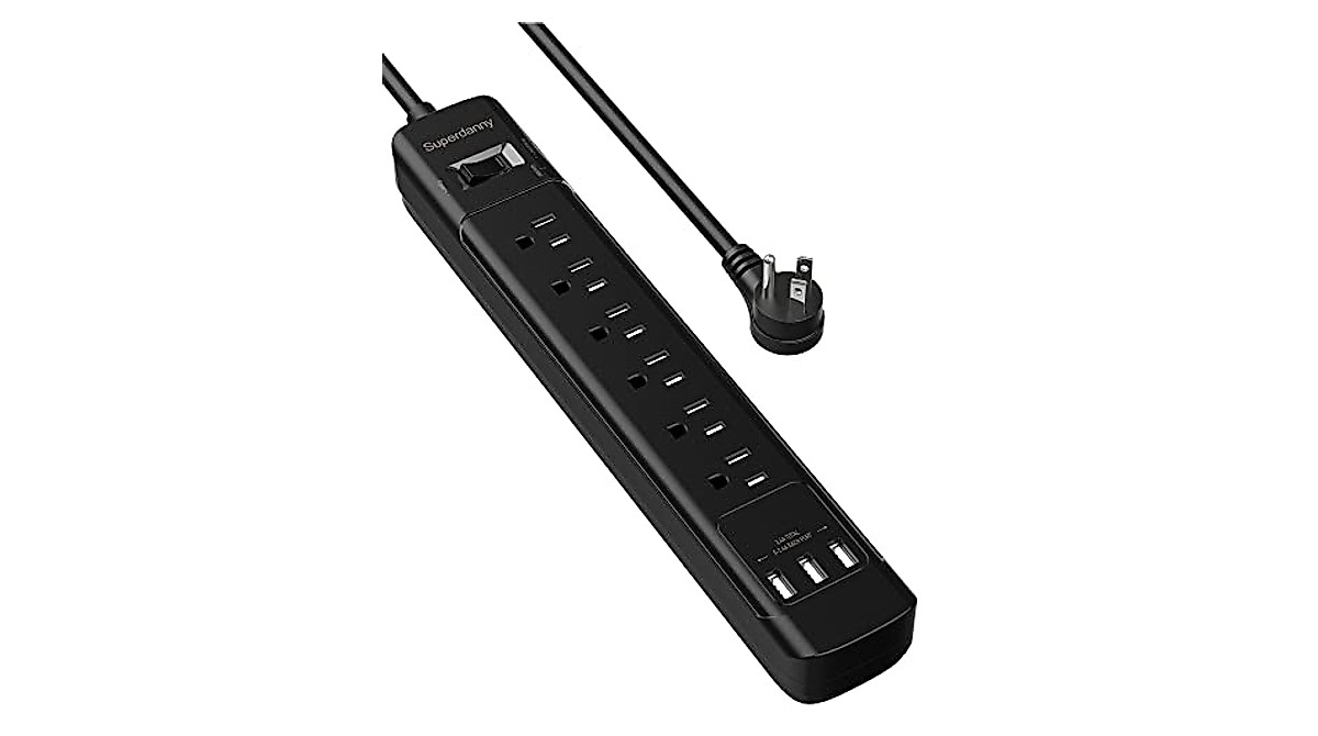 SUPERDANNY Power Strip with USB - 6 Outlets & Surge Protection
