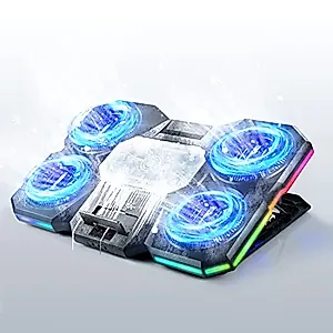 Navazip Laptop Cooling Pad with Thermoelectric Cooler and 4 Fans, Upgraded Laptop Cooler, RGB 14-18 Inches Laptop Stand, Multi-Gear Adjustment, Independent Control, Black