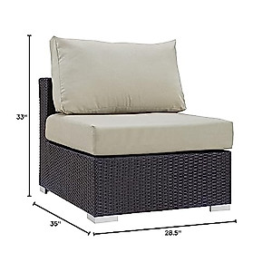 Modway Convene Wicker Rattan Outdoor Patio Sectional Sofa Armless Chair in Espresso Beige