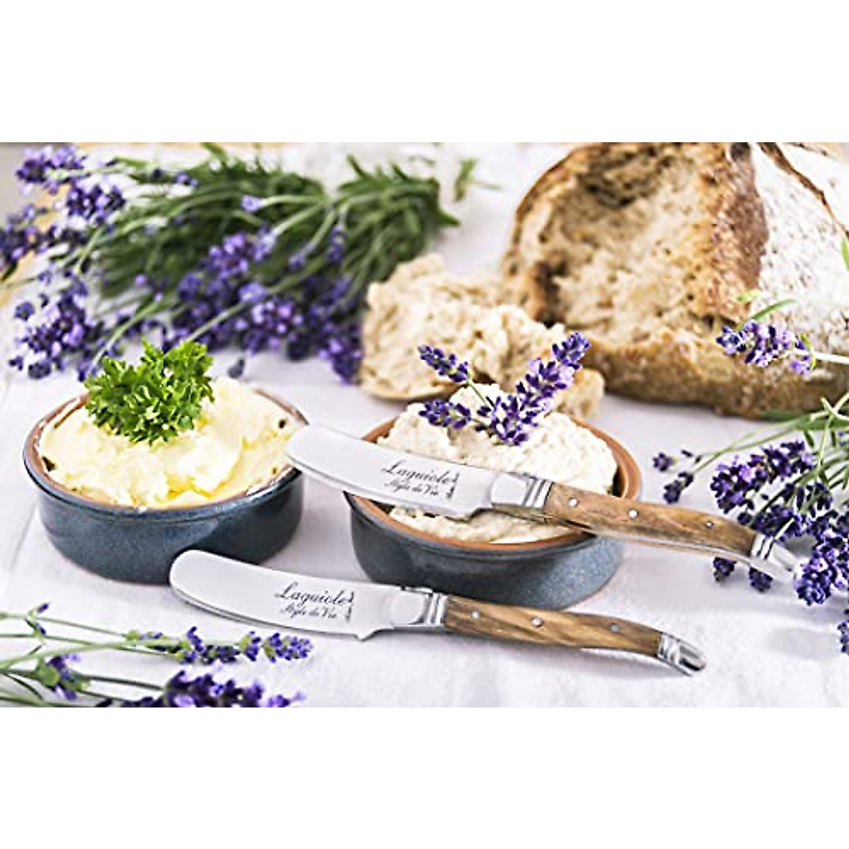 Laguiole Style de Vie Butter knives Luxury Line, set of 4, olive wood