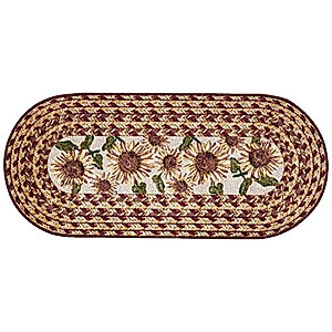 Brumlow Mills Sunflower Braided Pattern Rustic Floral Area Rug for Kitchen, Entryway, Bathroom Mat and Home Décor, 20" x 44"