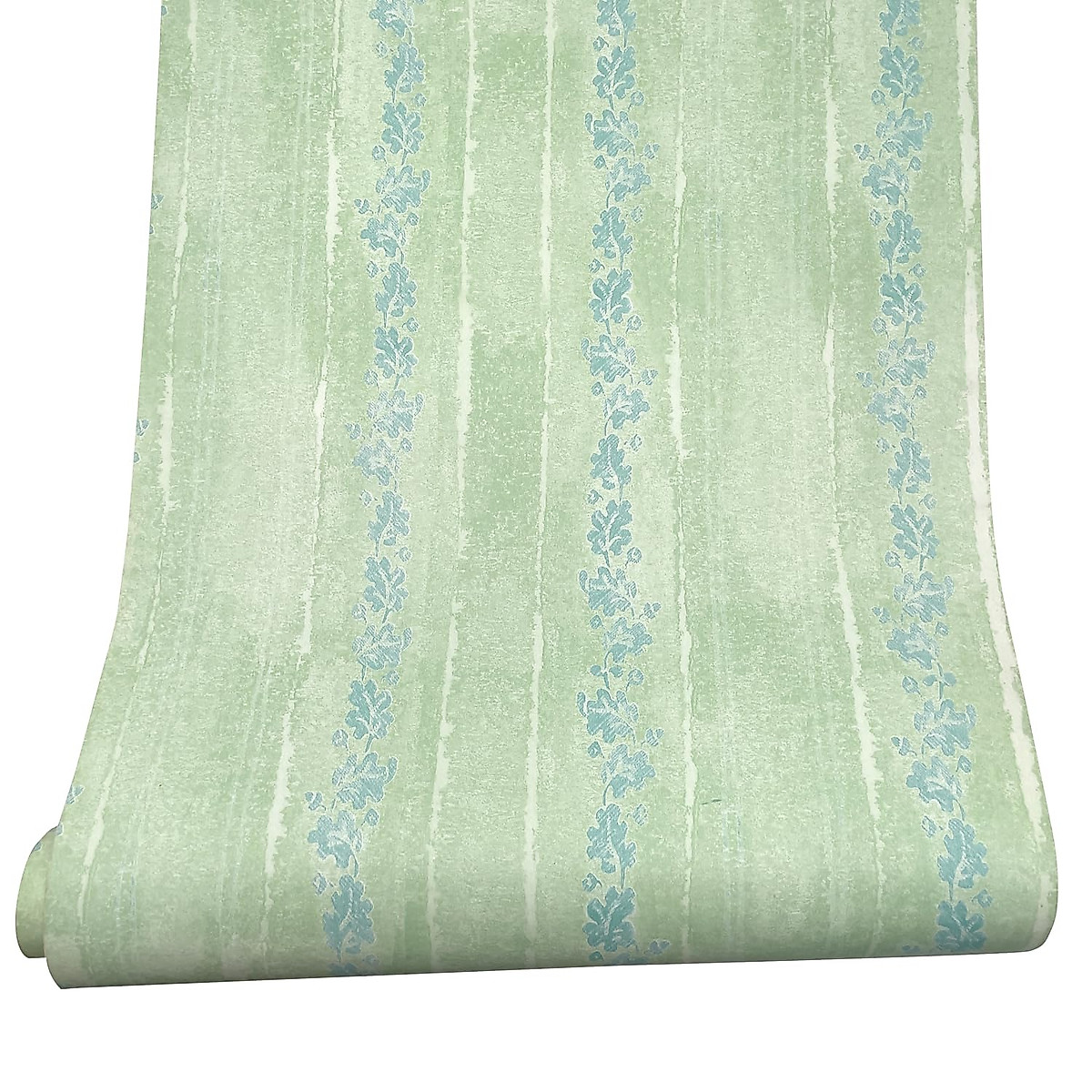 Yifely Self-Adhesive Furniture Paper Removable Shelf Liner for Covering Drawers Cabinet Doors, Green Wood Grain, 17.7 Inch by 9.8 Feet