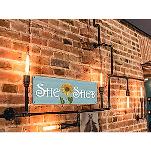 ALREAR She Shed Decor, Farmhouse Sunflowers Wall Sign for Home Kitchen, Garden, Women Cave, Gift for Girlfriend, Ladies, Tin Metal Signs 16x6