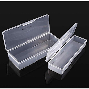 2 Pcs Plastic Transparent Multifunctional Rectangular Storage Box Nail Art Tool Box Office Supplies Organizer Manicure Tool Box