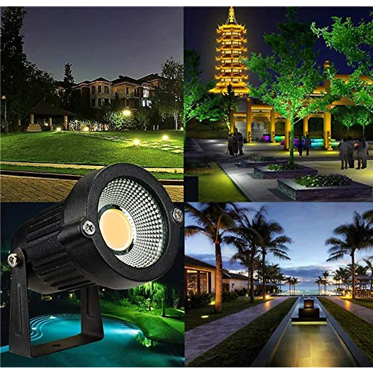 Z LED Landscape Lights,5W Outdoor Pathway Garden Yard Spotlight,IP65 Waterproof Garden Floodlight,Outdoor Spotlight with Stake,UL Cord 5-ft with Plug 3500K Warm White(Pack of 4)