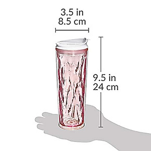 Cupture Crystal Click & Seal Shake Tumbler Cup for Hot or Cold Drinks - 22 oz (Pink Rose)