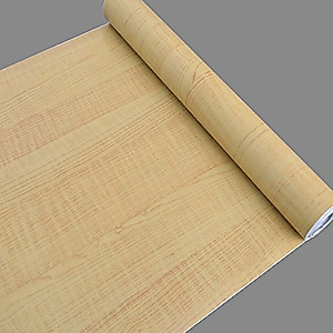 Yifely Light Yellow Wood Textured Furniture Paper Peel & Stick Shelf Liner Cabinet Door Sticker 17.7inch by 9.8 Feet