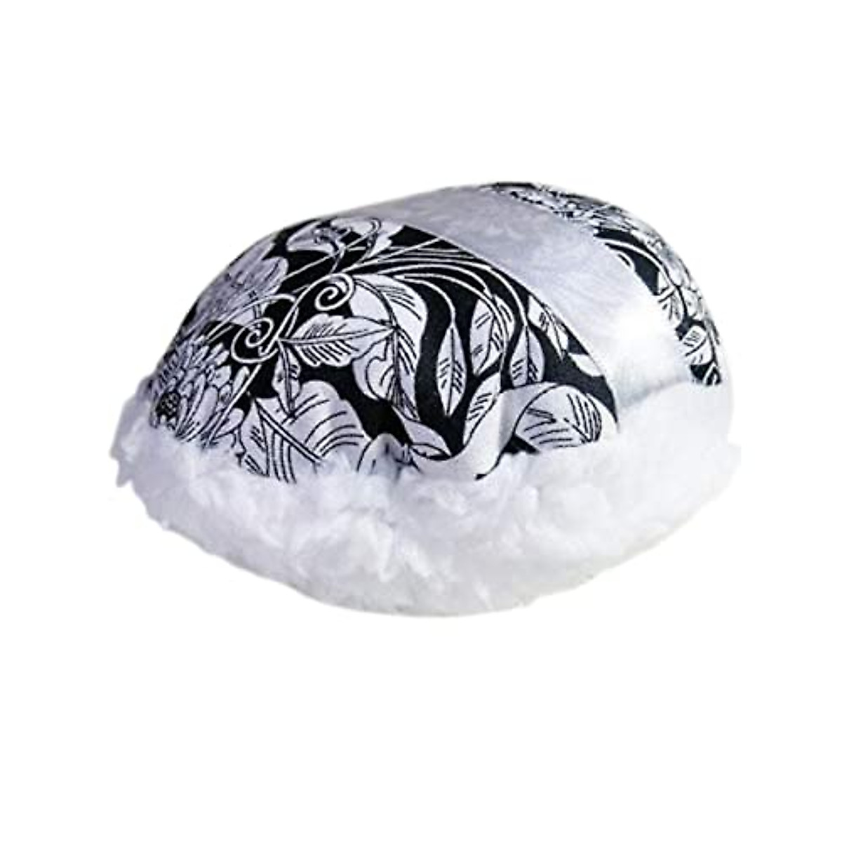 Black and White Leaves Design and Fleece Powder Puff for Dusting Powder Large 5 Inch Diameter