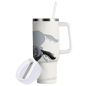 Horse Racing Stainless Steel Insulated Tumbler with Handle and Straw Lid for Water, Insulated Cup 30 OZ / 0.89 L