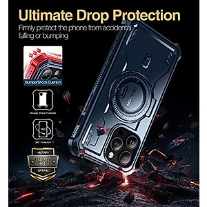 Dexnor Magnetic Case for iPhone 14 Pro Max, Compatible with MagSafe, [Built in Screen Protector and Kickstand] Full-Body Heavy Duty Case Protective Cover for iPhone 14 Pro Max 6.7 Inch,Navy Blue