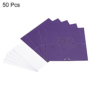 PATIKIL Table Name Place Cards,50Pcs 3.9 x 3.9inch Favor Decor Hollow Butterfly Cut Design Seat Blank Card for Wedding Party Seating Place Cards Purple
