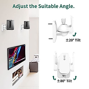 HomeMount Speaker Wall Mount Brackets - Surround Speaker Wall Mounts Kit, Bookshelf Speaker Wall Screws Mounts, Hold up to 8 lbs, 2 Pack, White