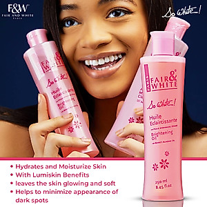 FAIR & WHITE So White Body Oil, 250ml / 8.45fl.oz - with Vitamin E, Almond Oil and 'Lumiskin', Hydrating Formula for Wrinkles, Dryness and Dark Spots