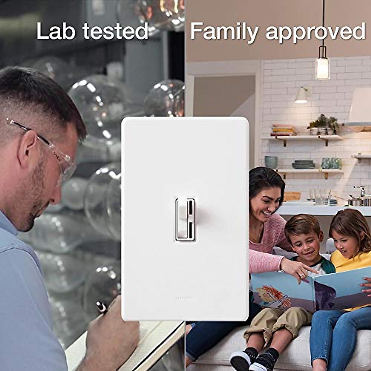 Lutron Toggler LED+ Dimmer | for Dimmable LED, Halogen, and Incandescent Bulbs | Single-Pole or 3-Way | AYCL-253P-WH | White