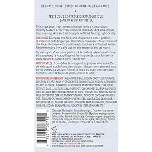 First Aid Beauty Pure Skin Face Cleanser, Sensitive Skin Cream Cleanser with Antioxidant Booster, 5 oz.