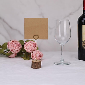 10 PCS Rustic Wood Place Card Holders with Kraft Place Cards Unique Diamond Shaped Table Number Holder Picture Clips Name Card Photo Holder for Wedding Birthday Party Baby Shower