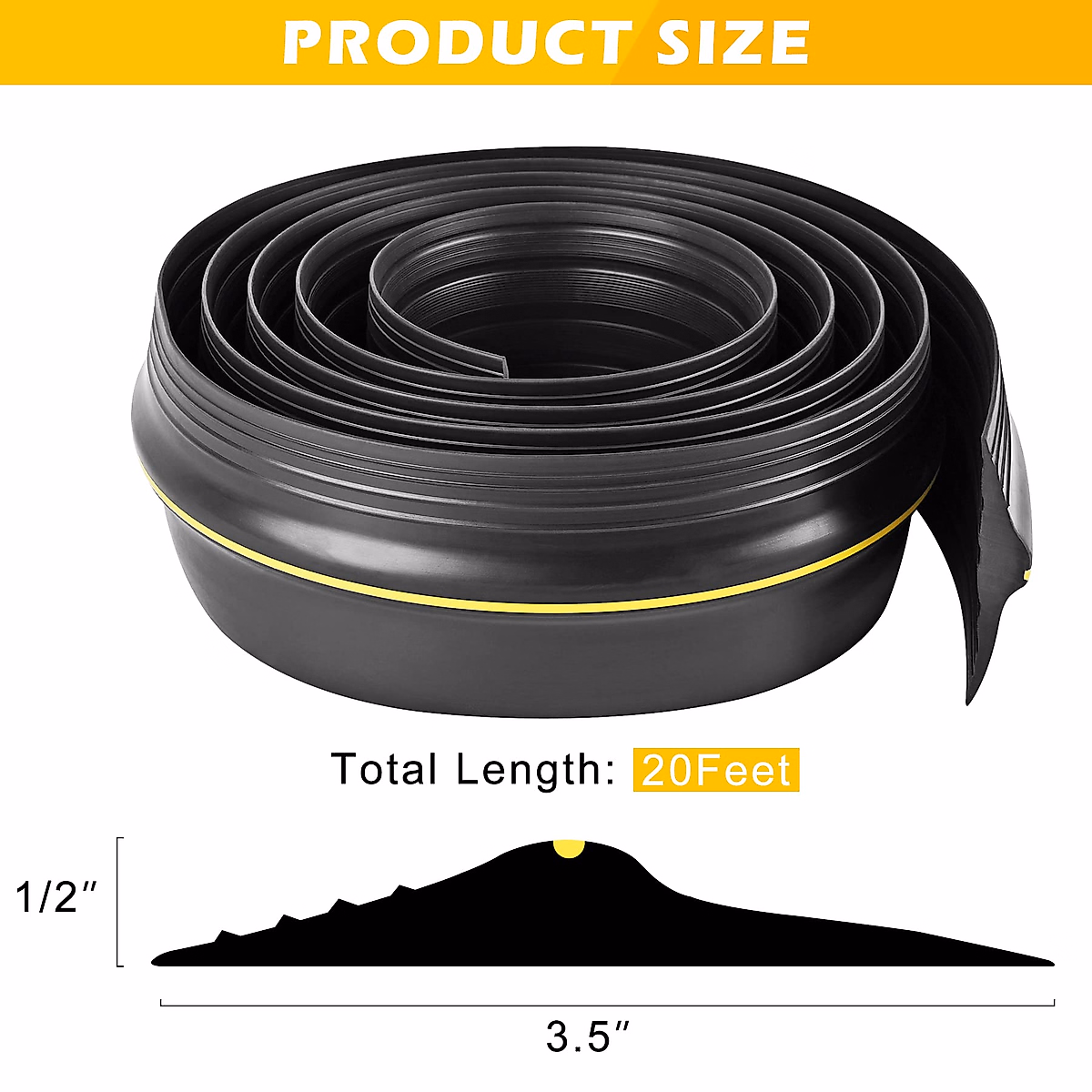 20Ft Universal Garage Door Bottom Threshold Seal Strip with 20oz Glue Gel, Weatherproof Rubber DIY Weather Stripping Replacement - Black