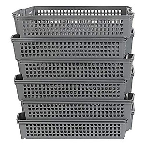 Ggbin Plastic Basket for Organizing, Grey Basket Trays, Set of 6