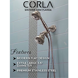 Corla Modern 3.5” Escutcheon Plate Extra Large | Shower Arm Flange Universal Replacement Cover Round 3 1/2 Inch (Brushed Nickel)