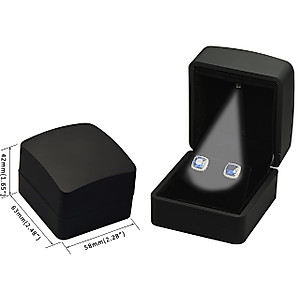 LED Earring Jewelry Gift Box for Wedding, Proposal, Birthday...Luxury LED Diamond Stud Earring Jewelry Gift Box with Light for Women for Men (Black Earring Box)