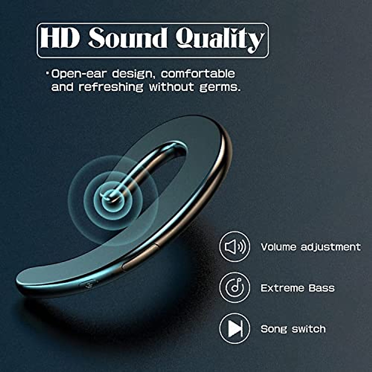 ESSONIO Open Ear Headphone Bluetooth earpiece for Cell Phone air Conduction Headphone Wireless Bluetooth Headphone with Microphone