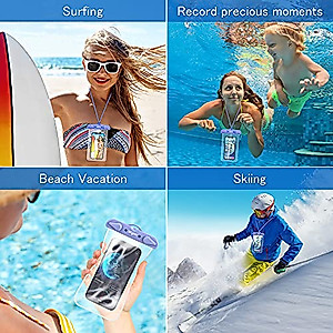 Migeec Waterproof Phone Case (2 Packs) IPX8 Waterproof Phone Pouch Dry Bag Waterproof Bag for Beach Kayaking Travel Compatible with iPhone Android Device up to 6.9" (Black+Blue)
