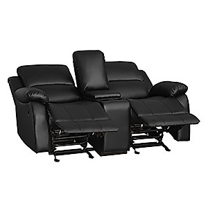 Homelegance Clarkdale Double Glider Reclining Loveseat with Console, Black