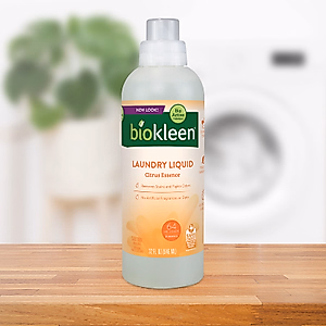Biokleen Laundry Detergent Liquid - 64 HE Loads - Concentrated, Eco-Friendly, Non-Toxic, Plant-Based, No Artificial Fragrance or Preservatives, 32 Fl Oz, Citrus Essence