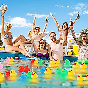 50 Pcs Rubber Ducks Bath Toy, Multicolor Mini Rubber Duck Bulk Float Duck Baby Bath Toy, Shower Birthday Party Christmas Favors Gift (5 Colors)