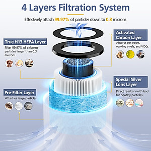 Ecleanfy MK-01 MK-06 TZ-K1 DH-JH01 Replacement Filter Compatible with MK-01 MK-06, ToLife TZ-K1, Kloudi DH-JH01, POMORON MJ001H/MJ012H Air Purifi-er, 2 Pack