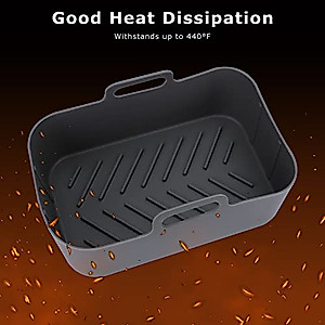 2PCS Air Fryer Silicone Pot for Ninja Foodi Dual DZ201 DZ401, Reusable Air Fryer Silicone Liners for Ninja 8QT with Mitts Basket Accessories