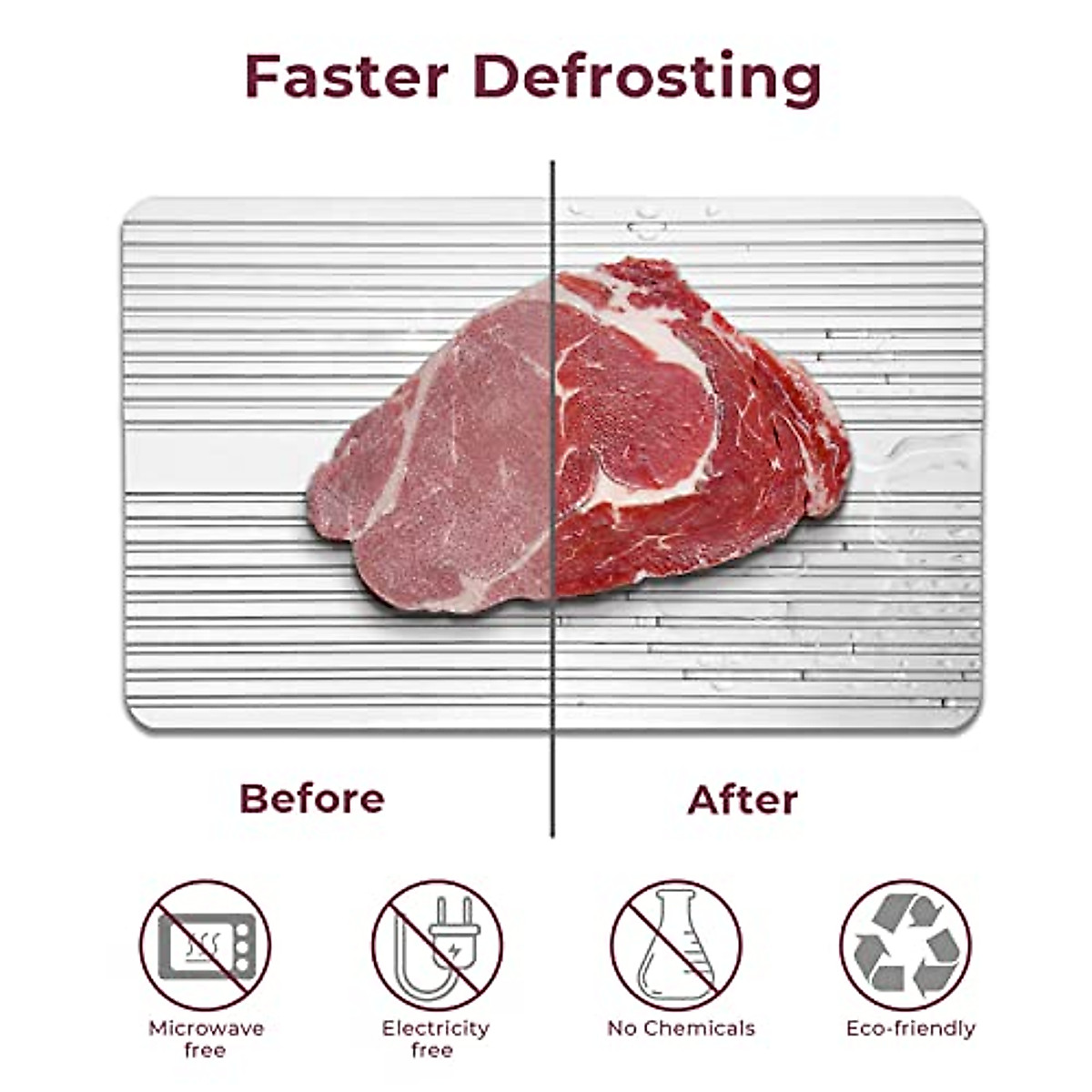 Linoroso Cutting Boards for Kitchen with Defrosting Tray Set of 3, Dishwasher Safe Plastic Cutting Board with Deep Juice Grooves, Non-Slip Durable Chopping Boards for Meat, Veggies, Fruits - Red