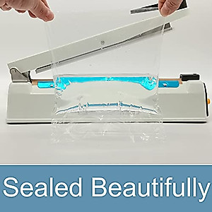 Impulse Heat Sealer 16 inch Mylar Bag Sealer, Heat Sealer for Plastic Bags, Metal Iron Shell, Impulse Sealer 3mm Sealing, Manual Hot Seal Machine with 8 Free Repair Kits(Included 4 Cutter Lines)
