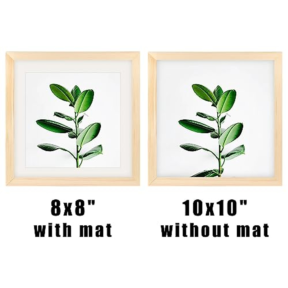 Picture Frames 10x10 Grain Nature Solid Wood 2 Pack for Wall Mount and Tabletop Display