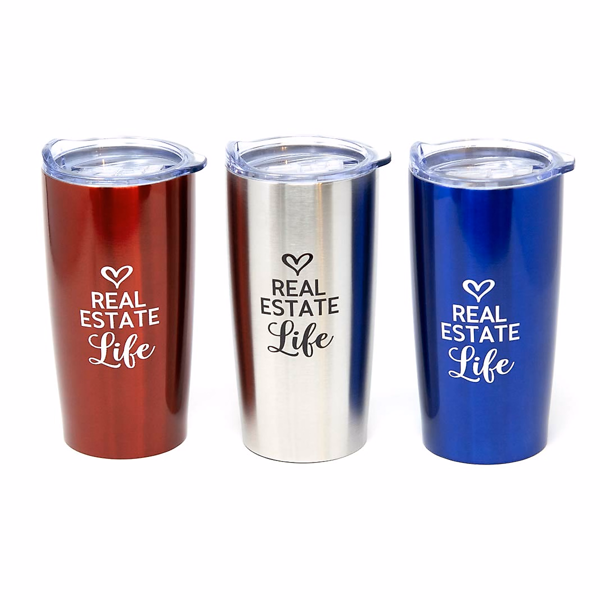 Calendars and More, Inc. Real Estate Agent Vaccum Insulated Tumbler 20oz Travel Mug with Slide Lid - Keep Drinks Hot or Cold - By Real Estate Supply Store (Red, Real Estate Life)